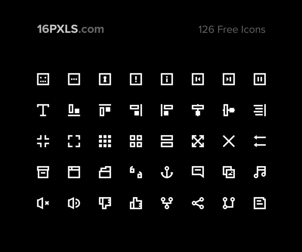 16pxls - 126 Free Icons | Theme-UI