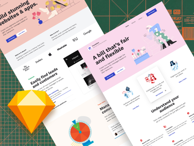 Foundation: Free Landing Page Template for Sketch App | Theme-UI