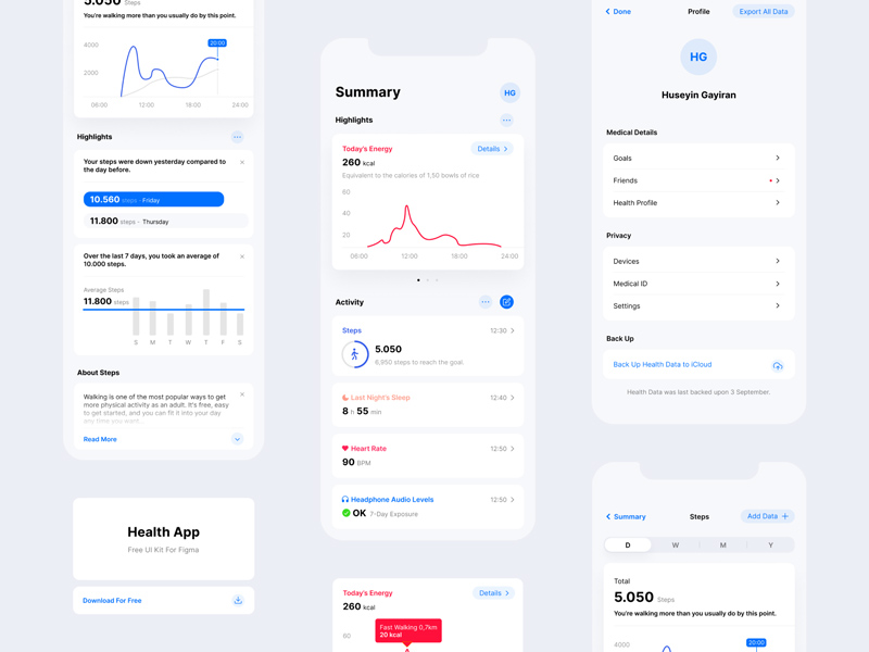 Health App Free UI Kit | Theme-UI Health App Free UI Kit | Theme-UI