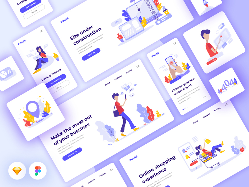 Pulse Free Vector Illustration Kit | Theme-UI