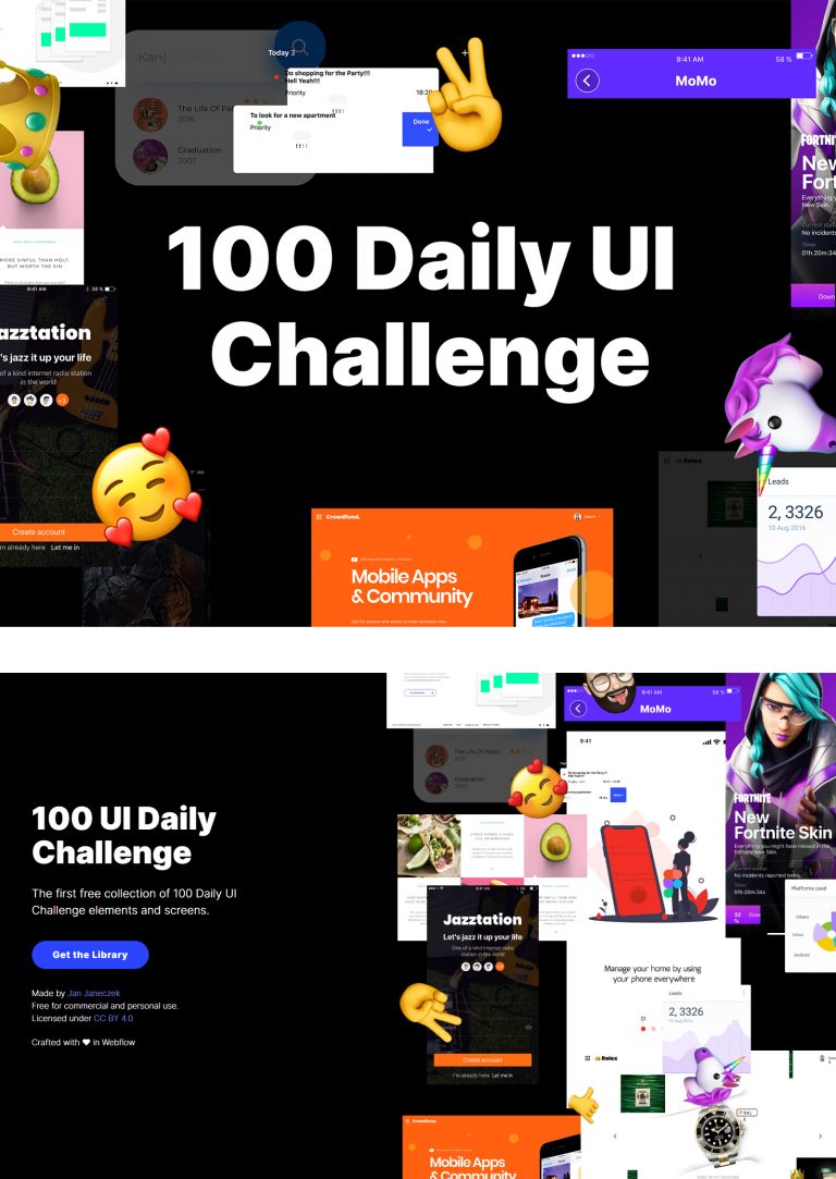 100 Daily UI Challenge — Big Collection of UI Elements | Theme-UI