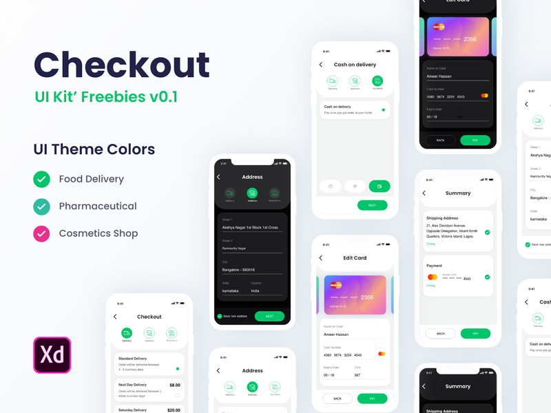 Checkout Free UI Kit for Adobe XD | Theme-UI