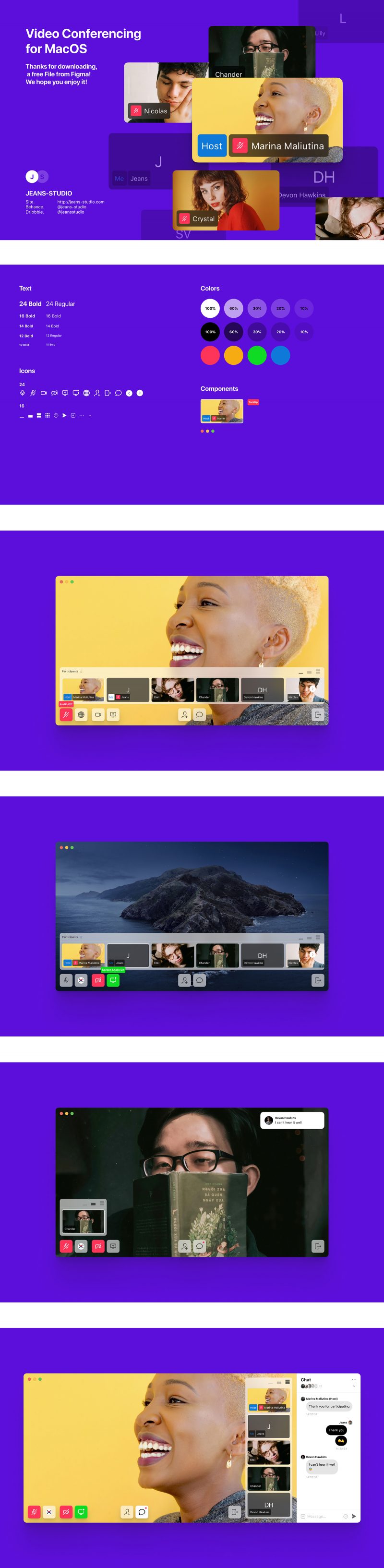 Free Video Conferencing App UI Kit | Theme-UI