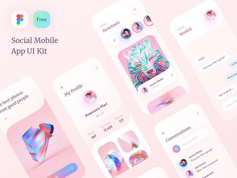 Free Social App UI Kit for Figma | Theme-UI