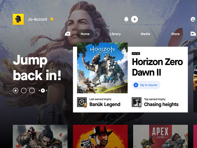 PlayStation 5 Concept UI for InVision Studio | Theme-UI