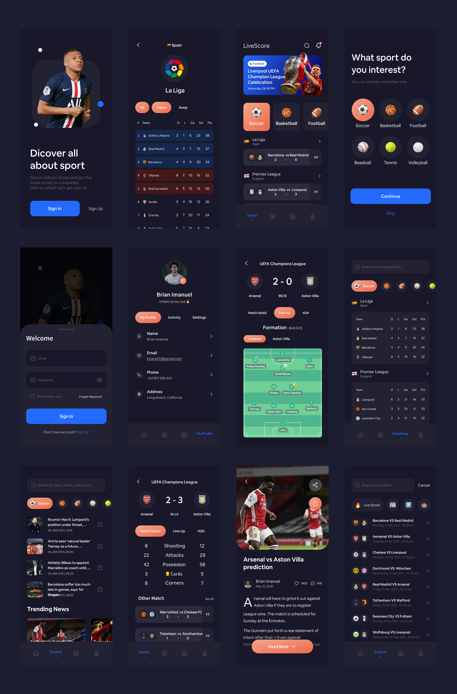 Live Score Free UI Kit for Figma | Theme-UI