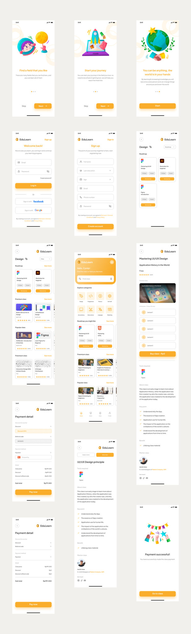 Edulearn - E-course App Free UI Kit | Theme-UI