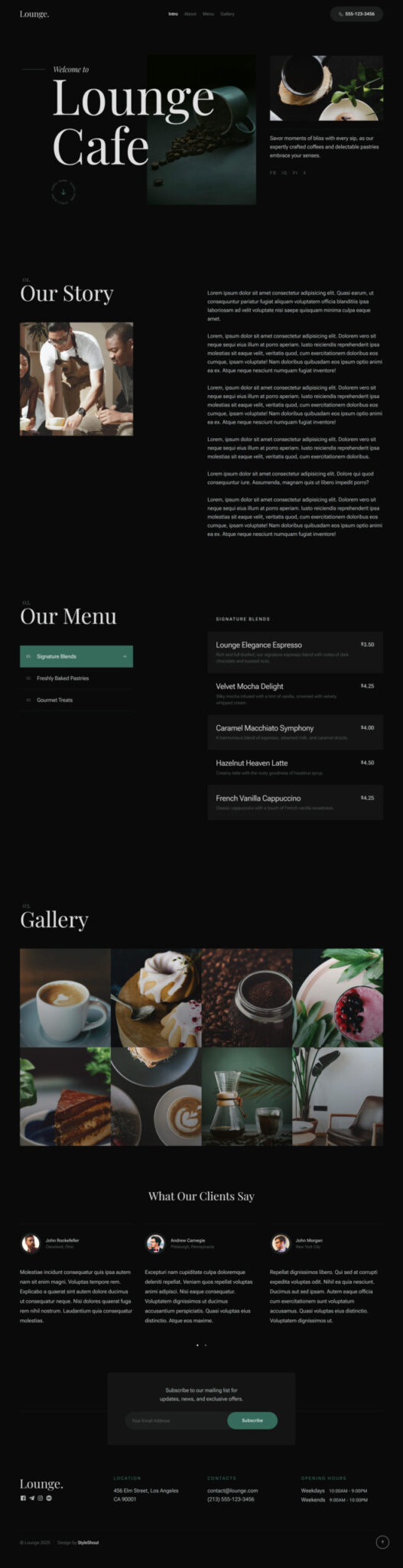 Lounge - Free HTML Website Template for Cafes | Theme-UI